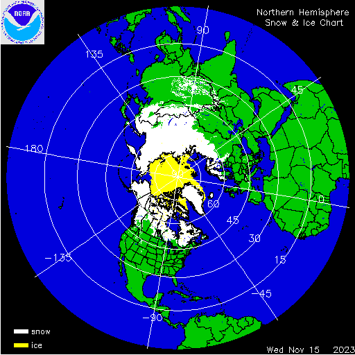 Northern Hemisphere and North America Snow and Ice Chart